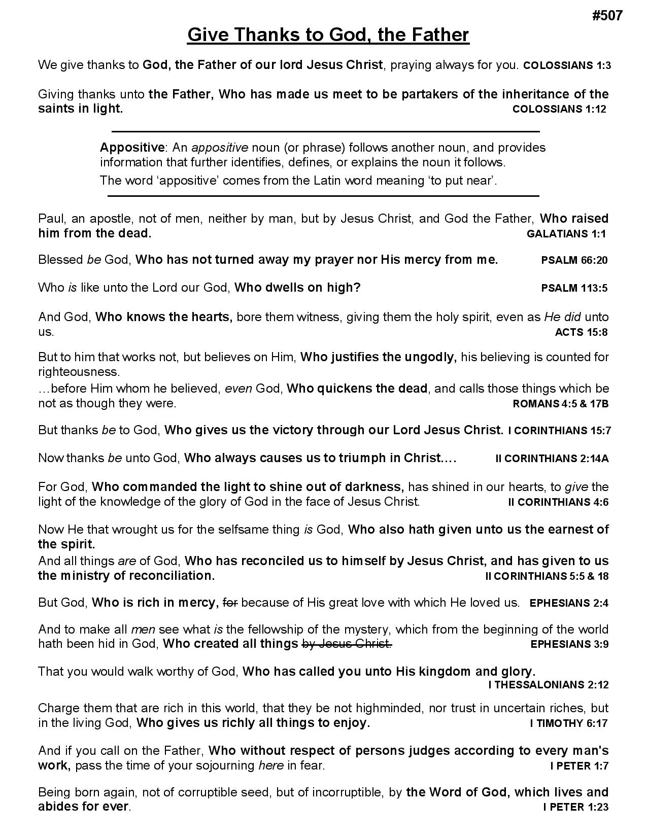 teachmeaboutgod.com - #507 Give Thanks to God, The Father - by Greg ...